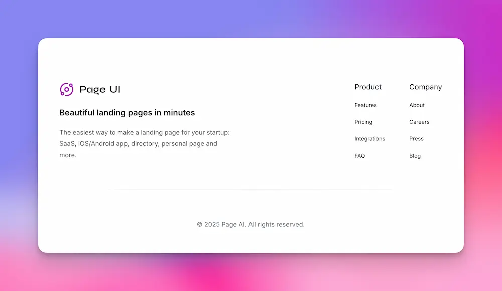 Landing Page Footer Section | Beautiful & performant Next.js apps ...
