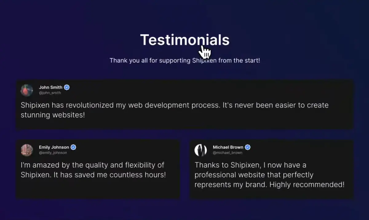 Landing Page Testimonial List Component | Beautiful & performant Next ...